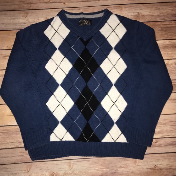 XG | Shirts & Tops | Blue Argyle Vneck Long Sleeved Sweater S | Poshmark